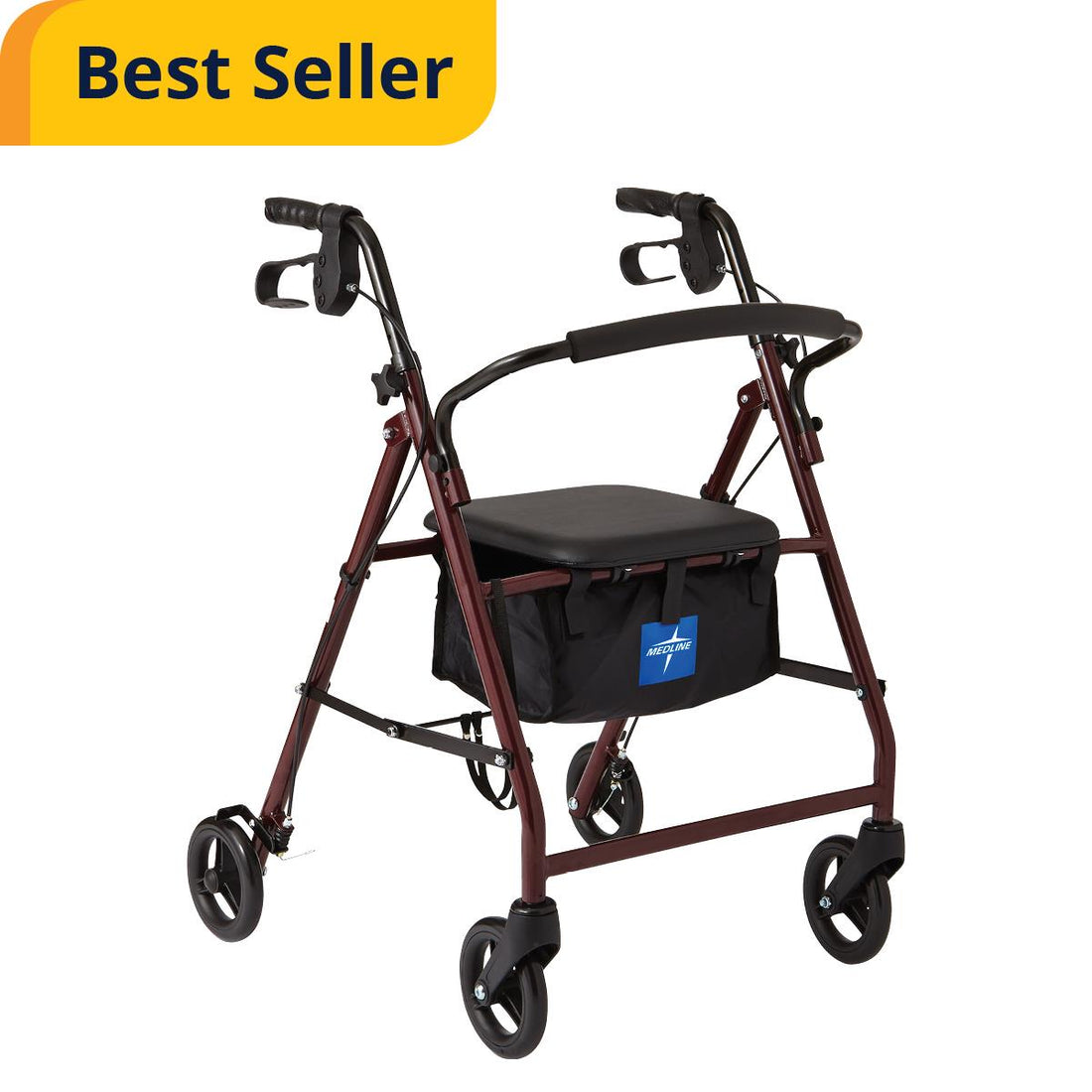 Medline Basic Steel Rollator | 4-Wheel Walker with Seat – Dahl Medical